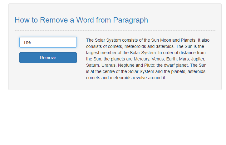 How To Remove A Word From Paragraph In Javascript Sourcecodester